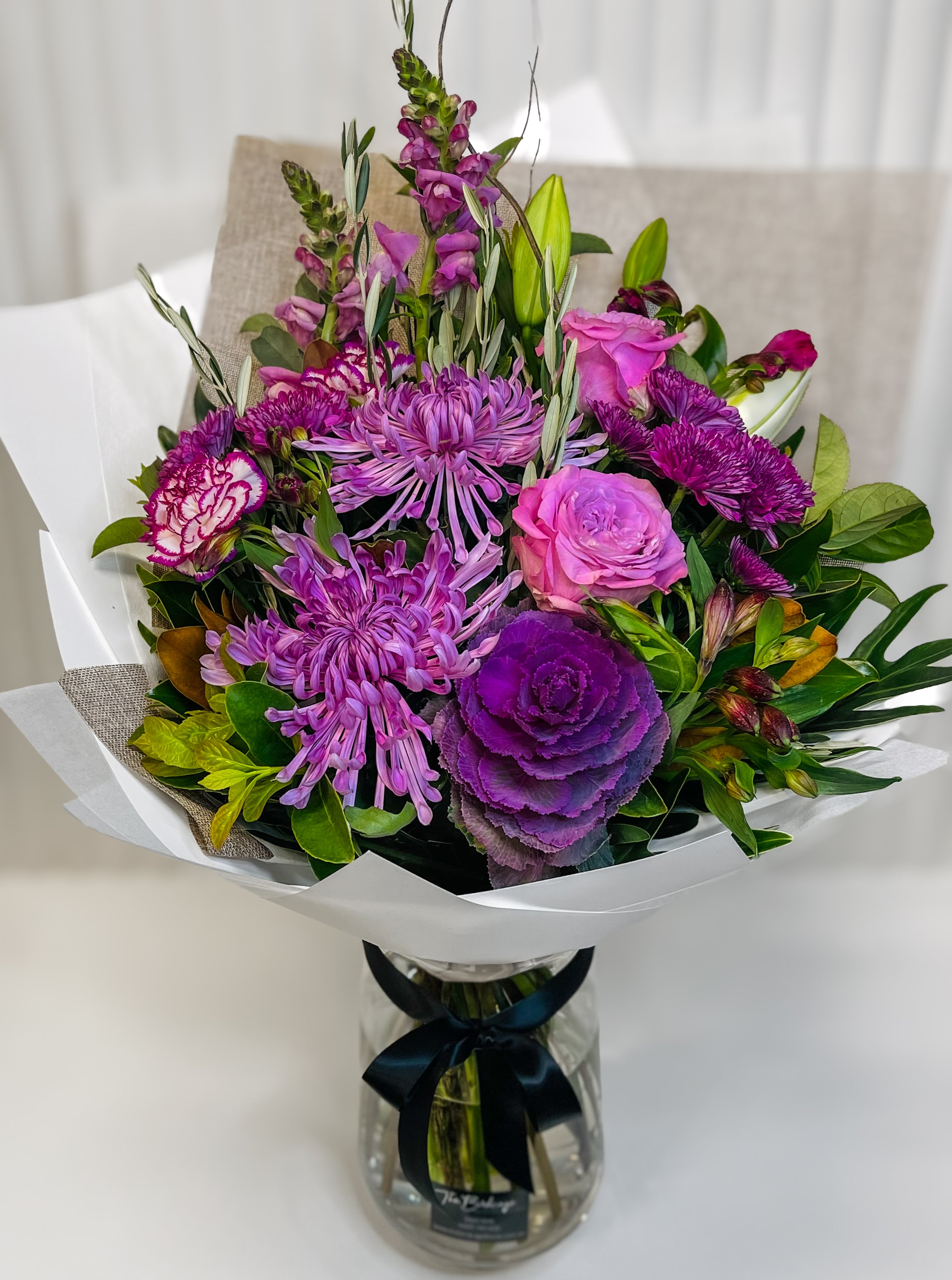 Purple Front Facing Seasonal Bouquet – Bold & Elegant Blooms – The Bird ...